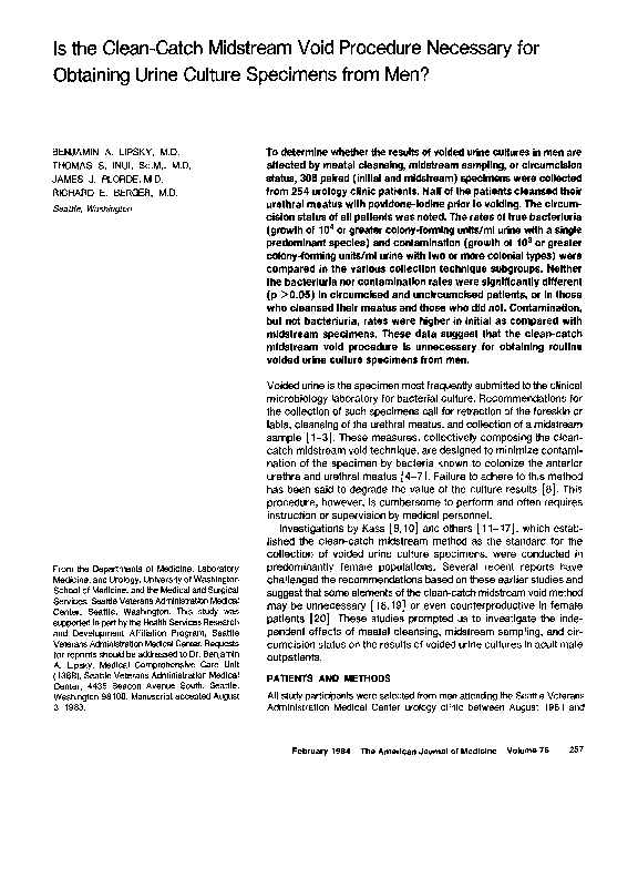 (PDF) Is the clean-catch midstream void procedure necessary for ...