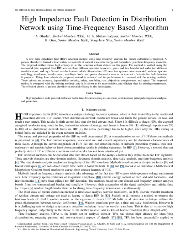 (PDF) High impedance fault detection in distribution feeders using extended kalman filter and ...