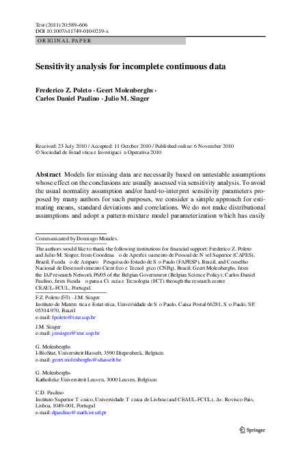 Pdf Bayesian Sensitivity Analysis Of Incomplete Data Bridging Pattern Mixture And Selection