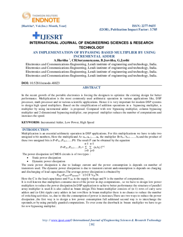 Pdf An Implementation Of Bypassing Based Multiplier By Using