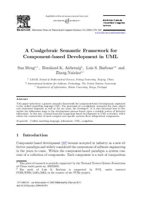 Pdf A Coalgebraic Semantic Framework For Component Based Development In Uml Luis Barbosa