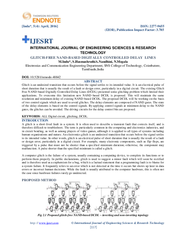 (PDF) GLITCH-FREE NAND-BASED DIGITALLY CONTROLLED DELAY LINES