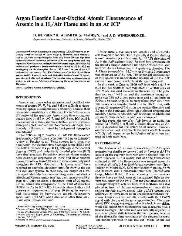 (PDF) Argon Fluoride Laser-Excited Atomic Fluorescence of Arsenic in a ...
