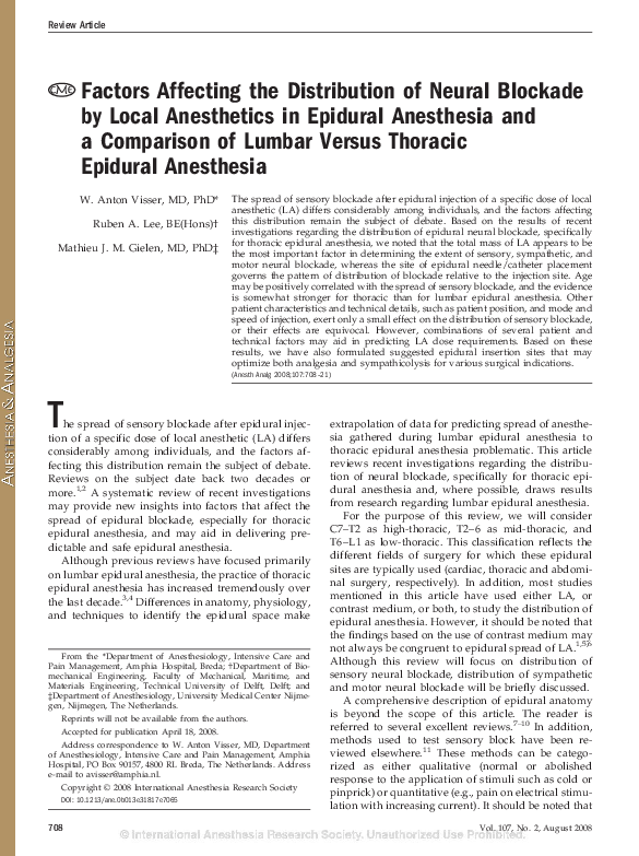 (PDF) Factors Affecting the Distribution of Neural Blockade by Local ...