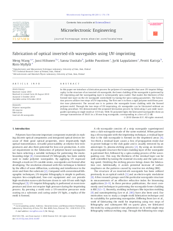 (PDF) UV-Imprinted Inverted-Rib Waveguide Fabrication