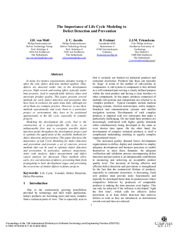 (PDF) The importance of life cycle modeling to defect detection and ...