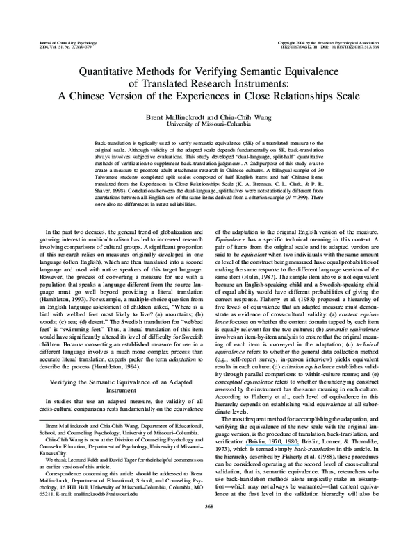 (PDF) Acculturation, attachment, and psychosocial adjustment of Chinese ...