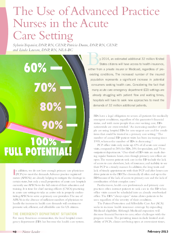 (PDF) The Use of Advanced Practice Nurses in the Acute Care Setting