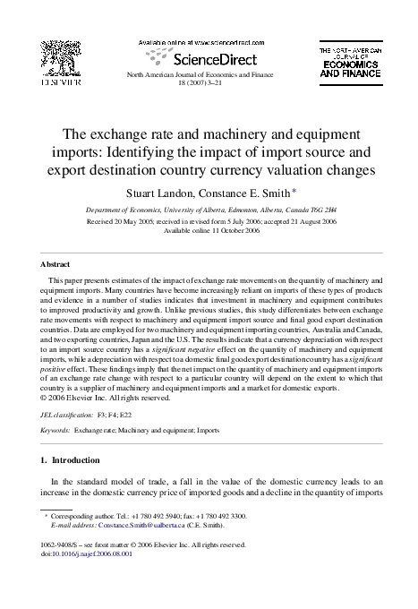 (PDF) The exchange rate and machinery and equipment imports ...