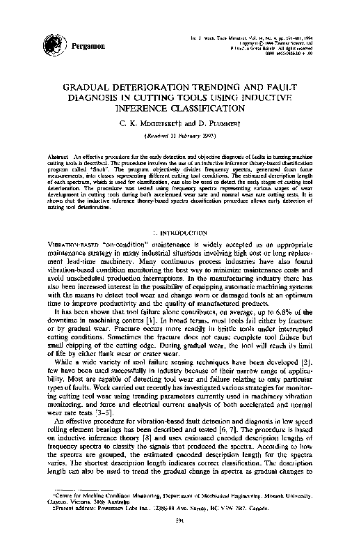 (PDF) Gradual deterioration trending and fault diagnosis in cutting tools using inductive ...