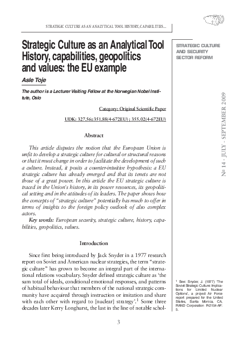 (PDF) Strategic Culture as an Analytical Tool History, capabilities ...