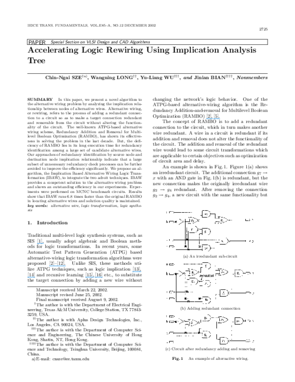 (PDF) Accelerating Logic Rewiring Using Implication Analysis Tree