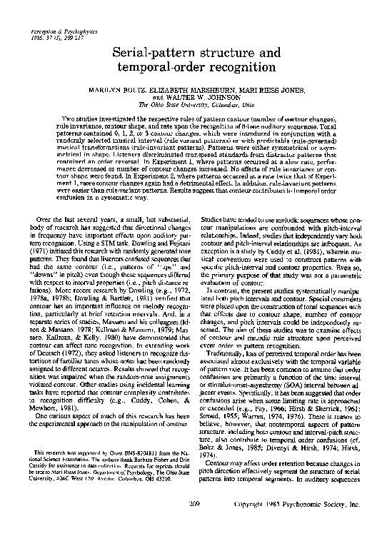 (PDF) Serial-pattern structure and temporal-order recognition