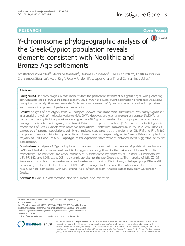 Y-chromosome phylogeographic analysis of the Greek-Cypriot population ...