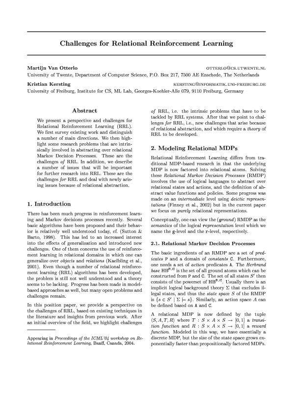 (PDF) Challenges for Relational Reinforcement Learning