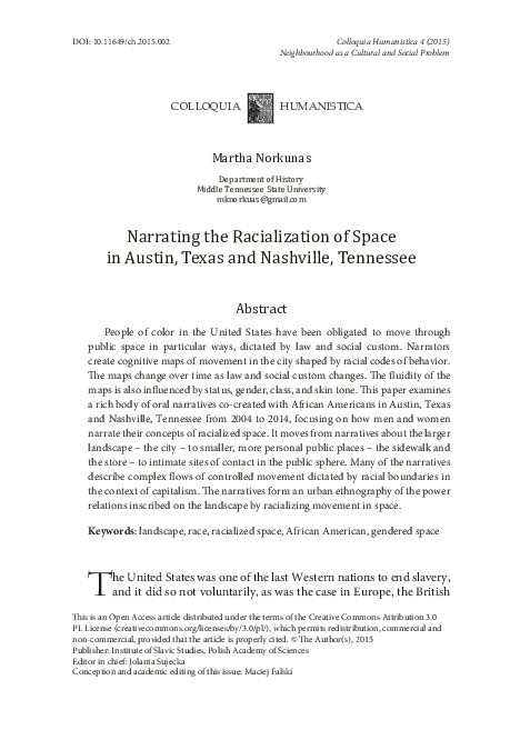 (PDF) Narrating the Racialization of Space in Austin, Texas, and ...