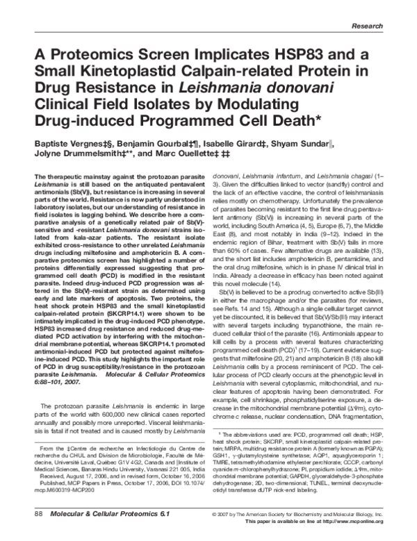 (PDF) A Proteomics Screen Implicates HSP83 and a Small Kinetoplastid ...