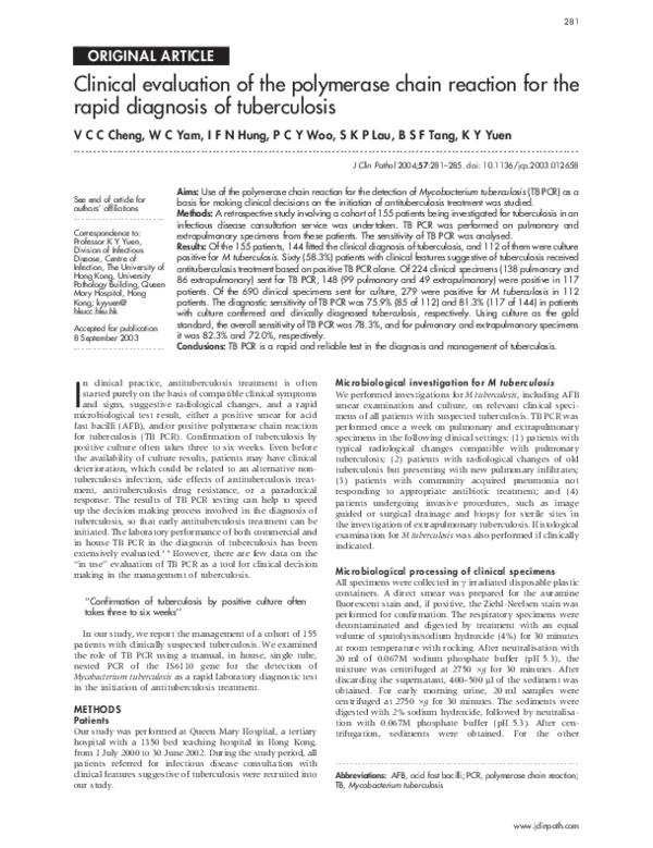 (PDF) Clinical evaluation of polymerase chain reaction reverse ...