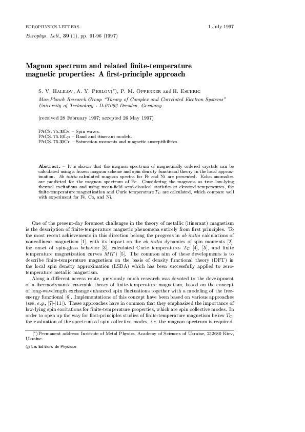 Pdf Adiabatic Spin Dynamics From Spin Density Functional Theory Application To Fe Co And Ni