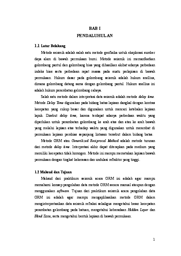 Doc Seismic Refraction Using Grm Method For Detecting Blind Zone And Hidden Layer