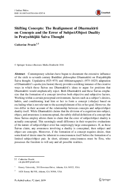 (PDF) Shifting Concepts: The Realignment of Dharmakīrti on Concepts and ...