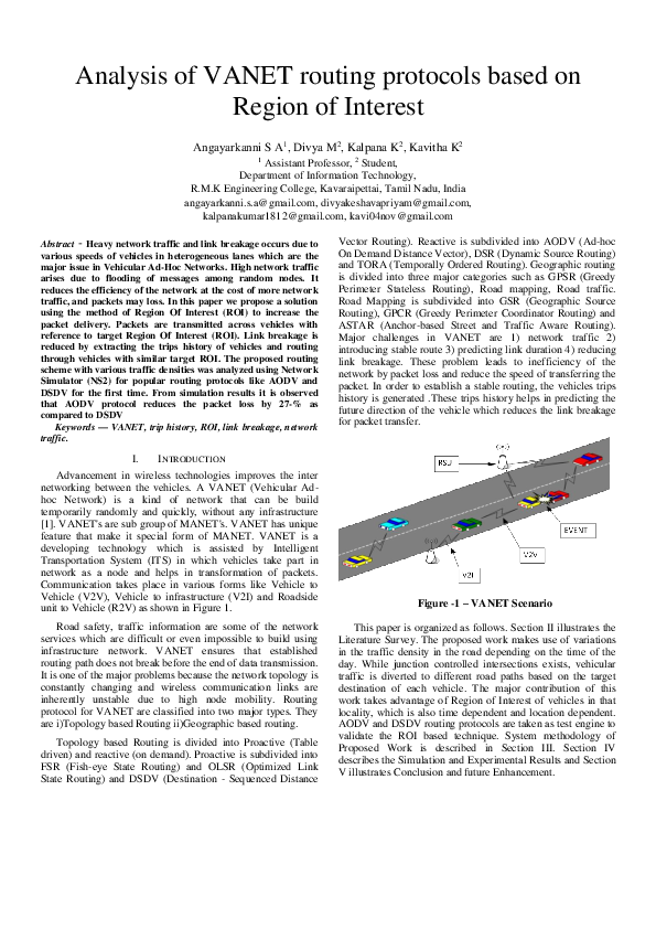 Pdf Analysis Of Vanet Routing Protocols Based On Region Of Interest