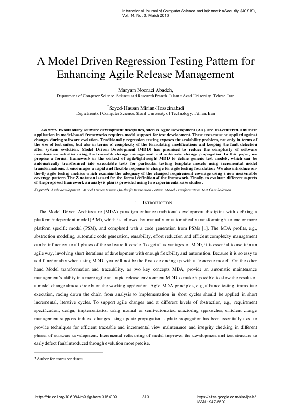 (PDF) A Model Driven Regression Testing Pattern for Enhancing Agile ...