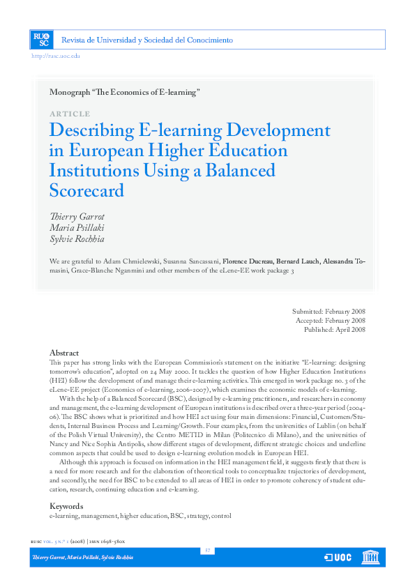 (PDF) Describing E-learning Development in European Higher Education ...