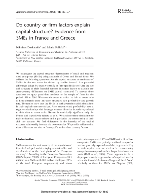 (PDF) Do Country or Firm Factors Explain Capital Structure? Evidence ...