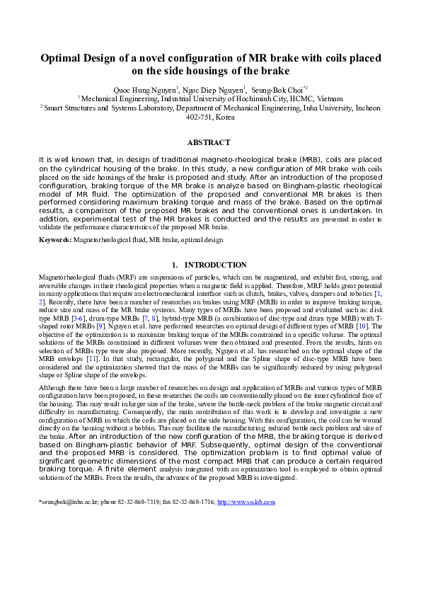 (DOC) Optimal design of a novel configuration of MR brake with coils ...