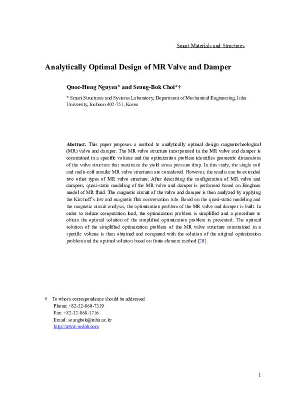 (DOC) An analytical method for optimal design of MR valve structures