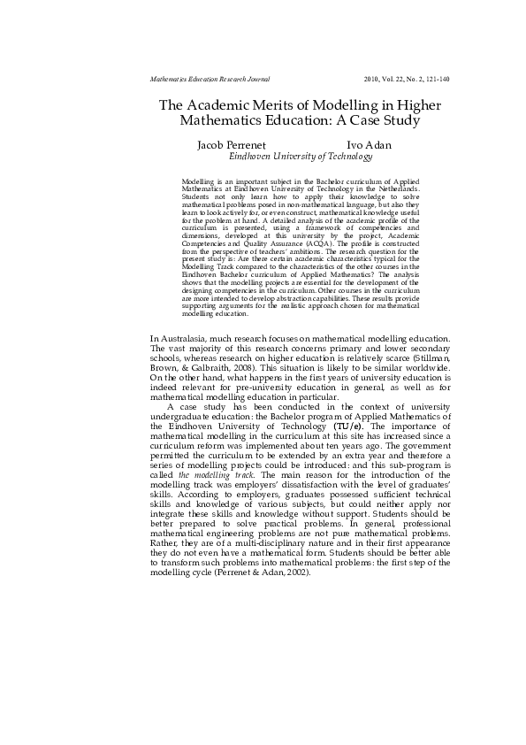 (PDF) The academic merits of modelling in higher mathematics education ...