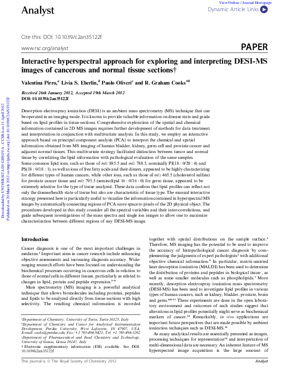 (PDF) Interactive hyperspectral approach for exploring and interpreting DESI-MS images of ...