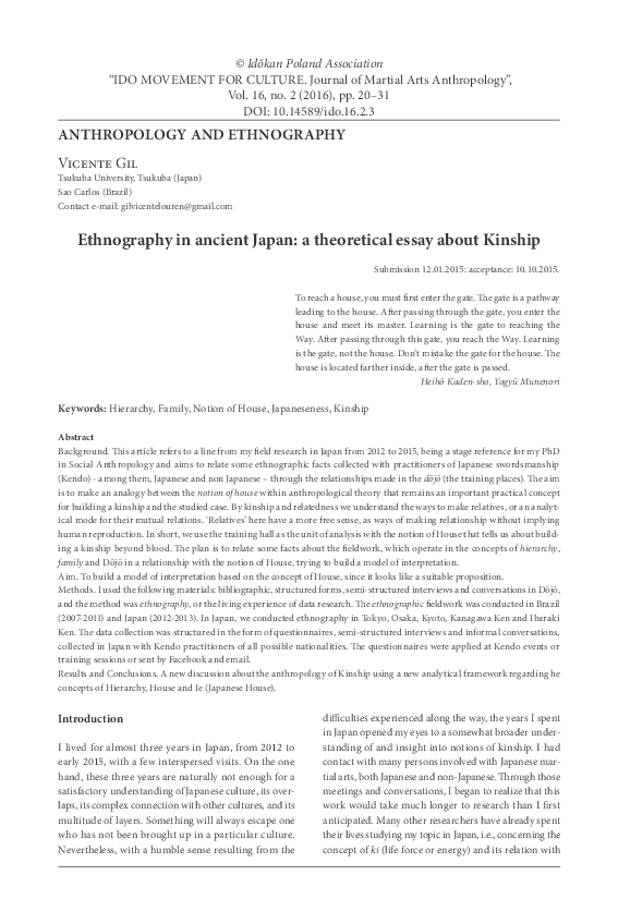 (PDF) Ethnography in ancient Japan: a theoretical essay about Kinship