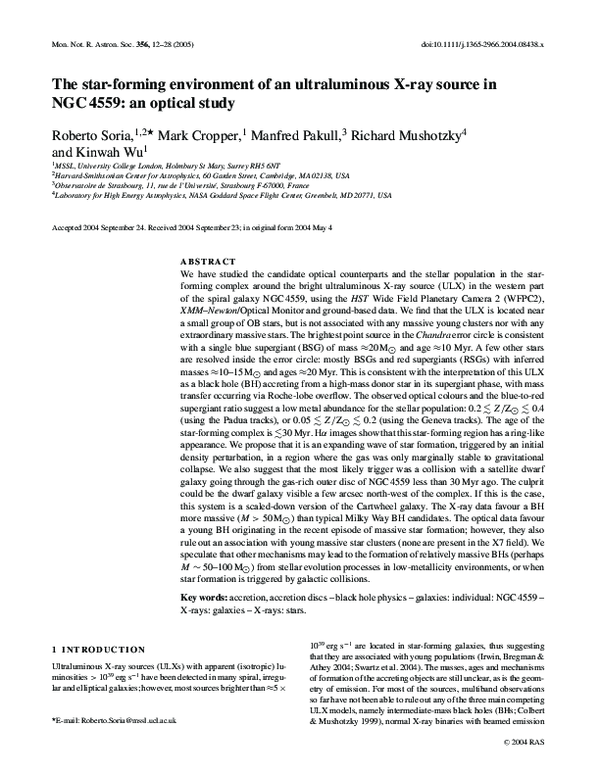 (PDF) The star-forming environment of an ultraluminous X-ray source in NGC 4559: an optical ...