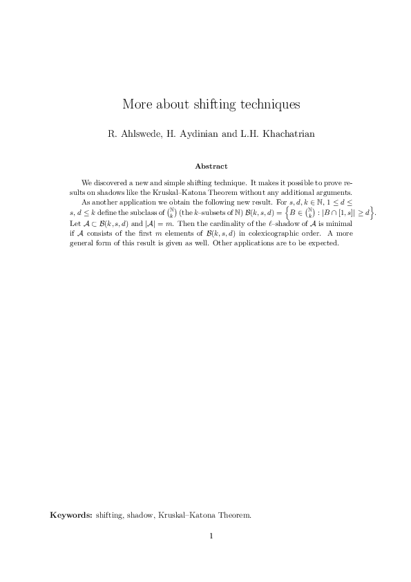 (PDF) New Simple Shifting Technique for Shadows and Theorems