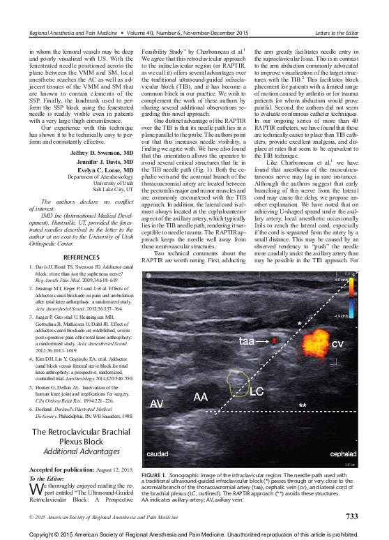 (PDF) The Retroclavicular Brachial Plexus Block: Additional Advantages ...