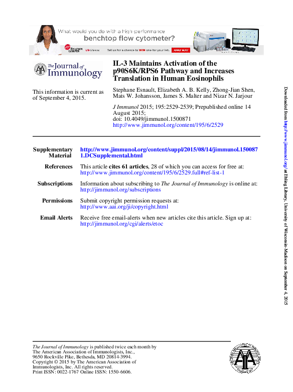 (PDF) IL-3 Maintains Activation of the p90S6K/RPS6 Pathway and ...