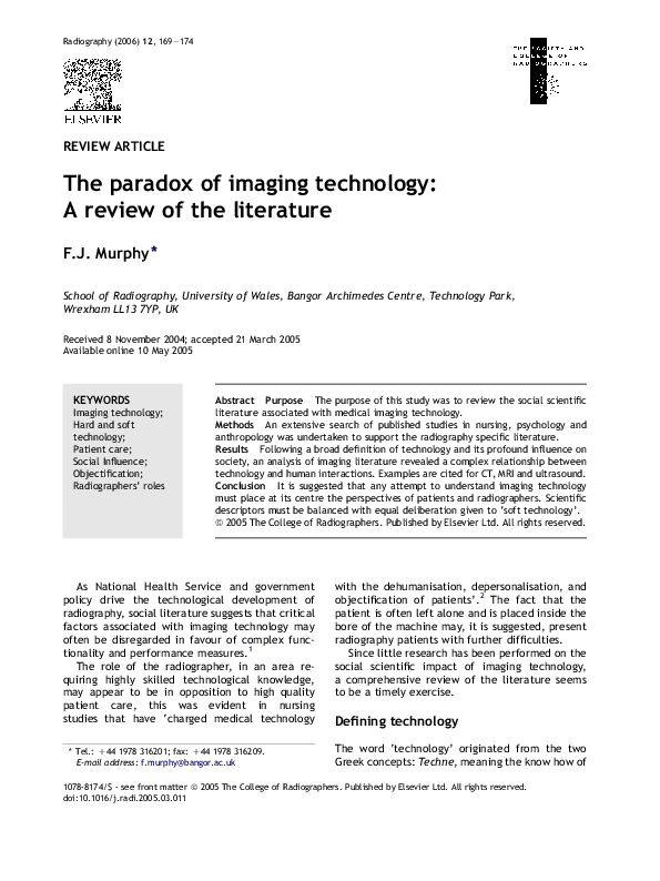 (PDF) The paradox of imaging technology: A review of the literature