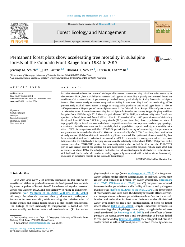 (PDF) Permanent forest plots show accelerating tree mortality in ...