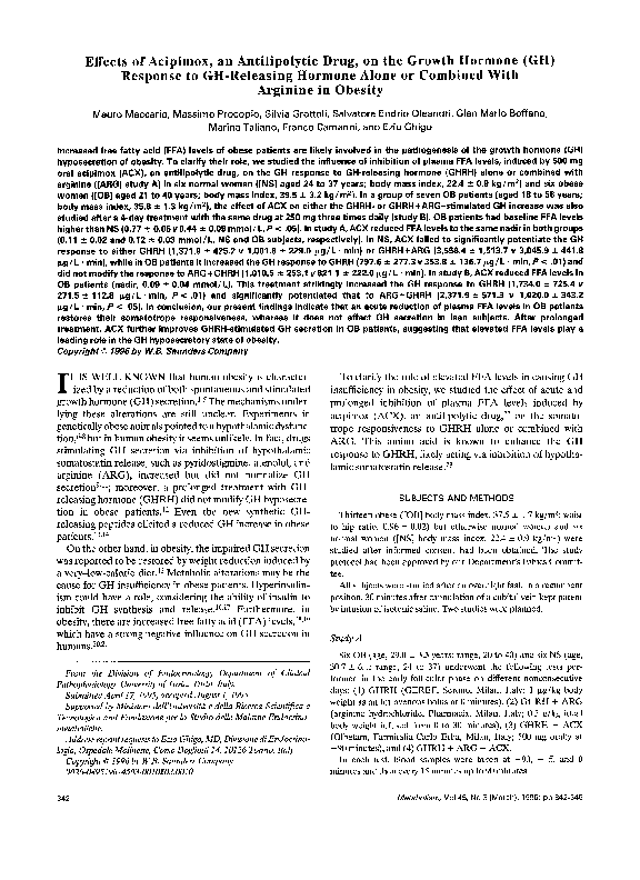(PDF) Effects of acipimox, an antilipolytic drug, on the growth hormone ...