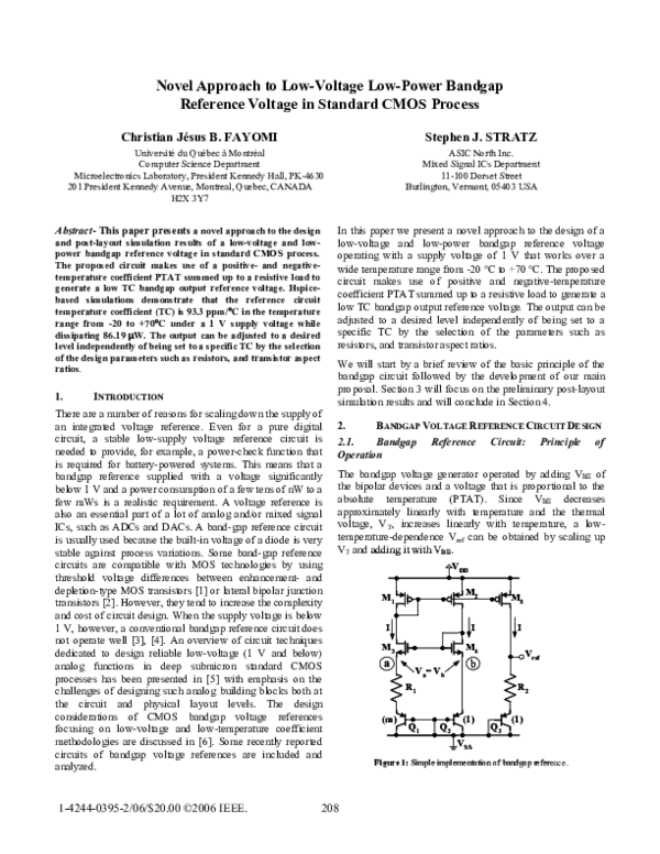 (PDF) Novel Approach to Low-Voltage Low-Power Bandgap Reference Voltage in Standard CMOS Process