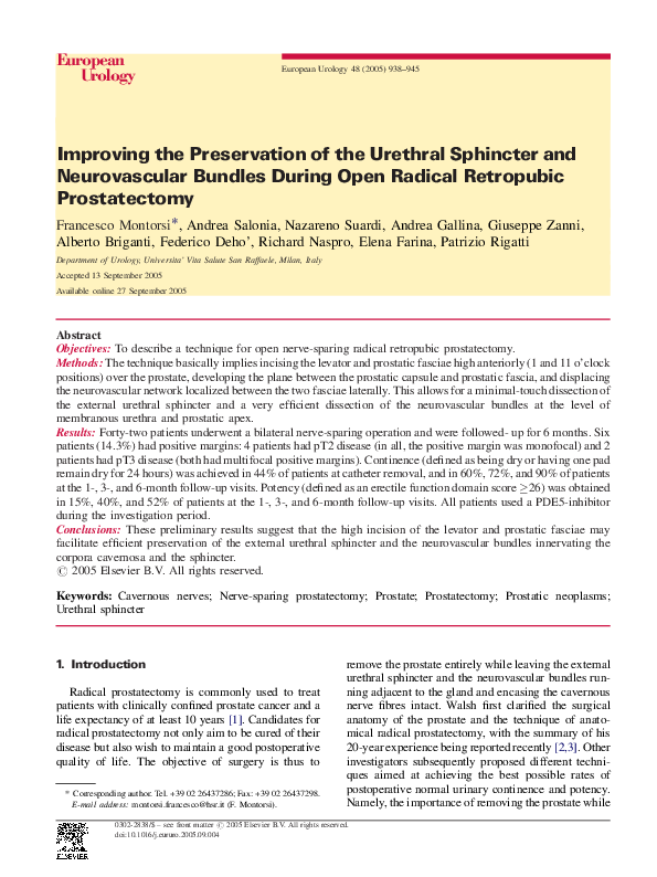 (PDF) Improving the Preservation of the Urethral Sphincter and Neurovascular Bundles During Open ...
