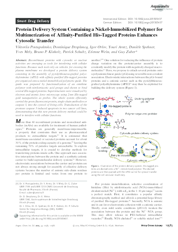 (PDF) Protein Delivery System Containing a Nickel-Immobilized Polymer ...