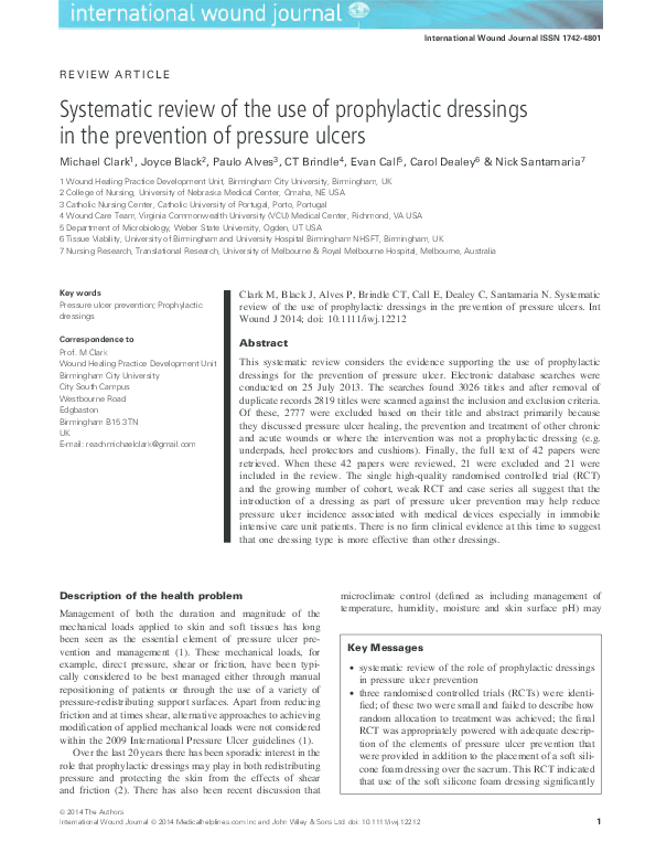 (PDF) Systematic review of the use of prophylactic dressings in the ...