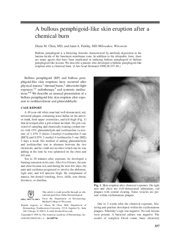 (PDF) A bullous pemphigoid-like skin eruption after a chemical burn ...