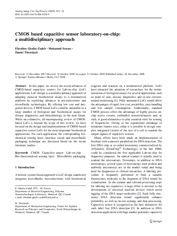 (PDF) CMOS based capacitive sensor laboratory-on-chip: a multidisciplinary approach