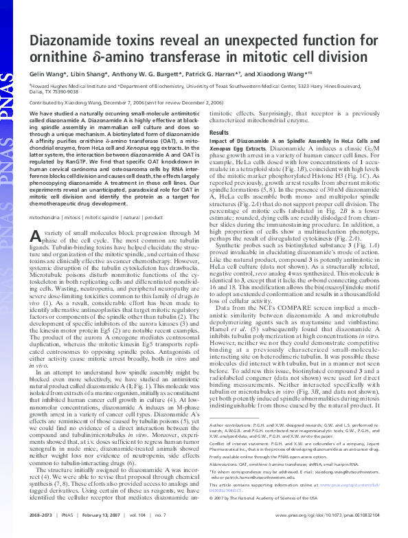 (PDF) Diazonamide toxins reveal an unexpected function for ornithine ...