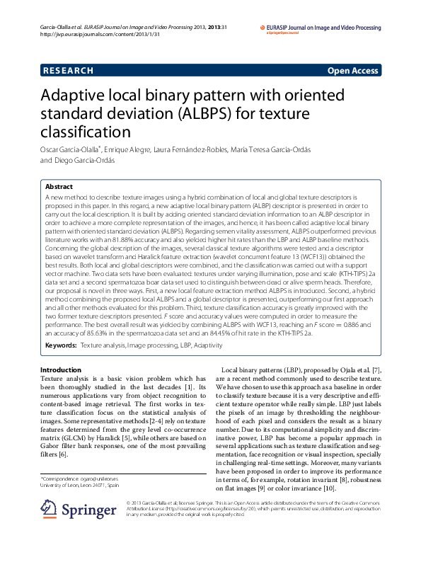 Pdf Albps Enhanced Texture Classification Method 