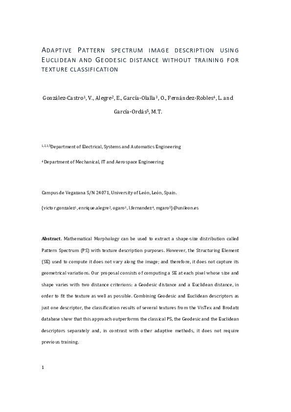 Pdf Adaptive Pattern Spectrum Image Description Using Euclidean And